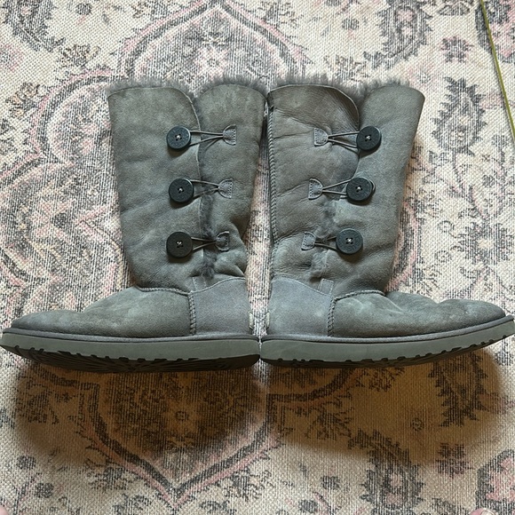 UGG | Shoes | Ugg Bailey Triplet Button Tall Gray Sheepskin Shearling Boots | Poshmark